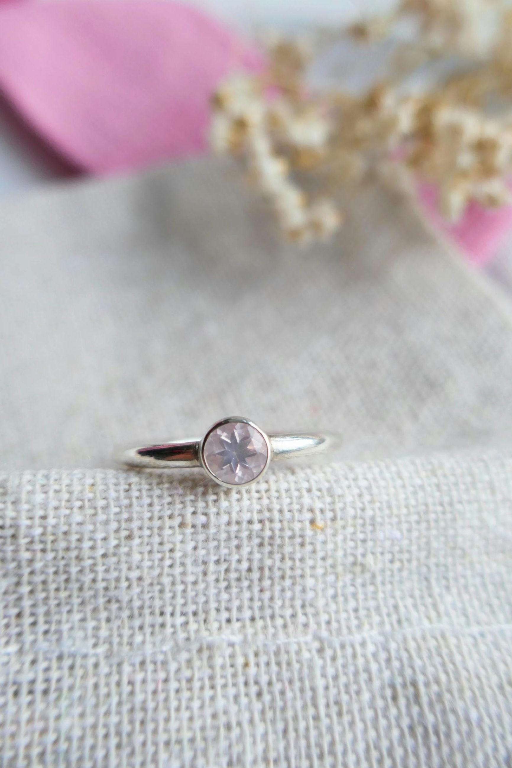 Faceted rose quartz ring – Dainty Rose by Alice